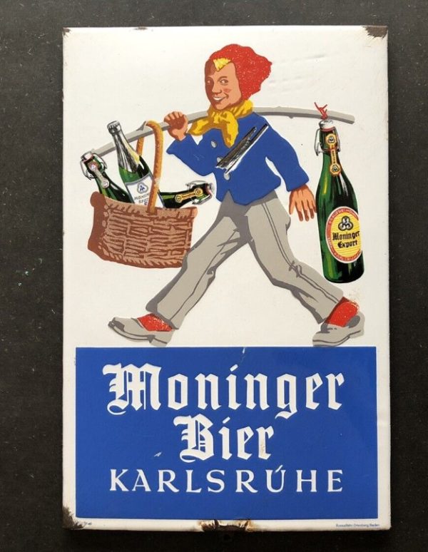 Moninger Bier: Seltenes Emailschild aus Karlsruhe - Emailschilder ...