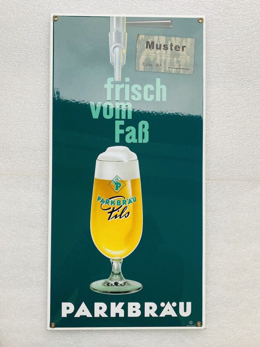 - Parkbräu Pirmasens: Seltenes Muster-Emailschild - Sammler.Net