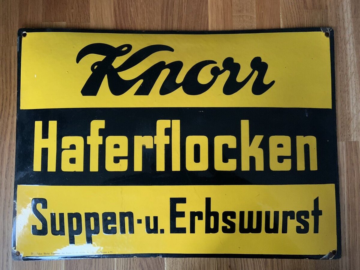 Emailschilder - Knorr Haferflocken, Suppen- und Erbswurst: Seltenes ...