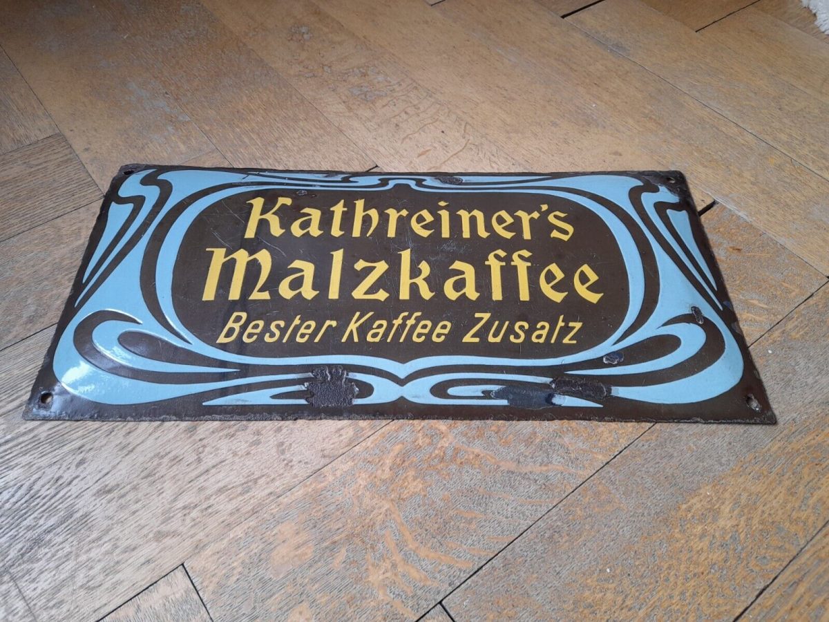 - Seltenes Jugendstil-Emailschild: Kathreiner's Malzkaffee - Sammler.Net