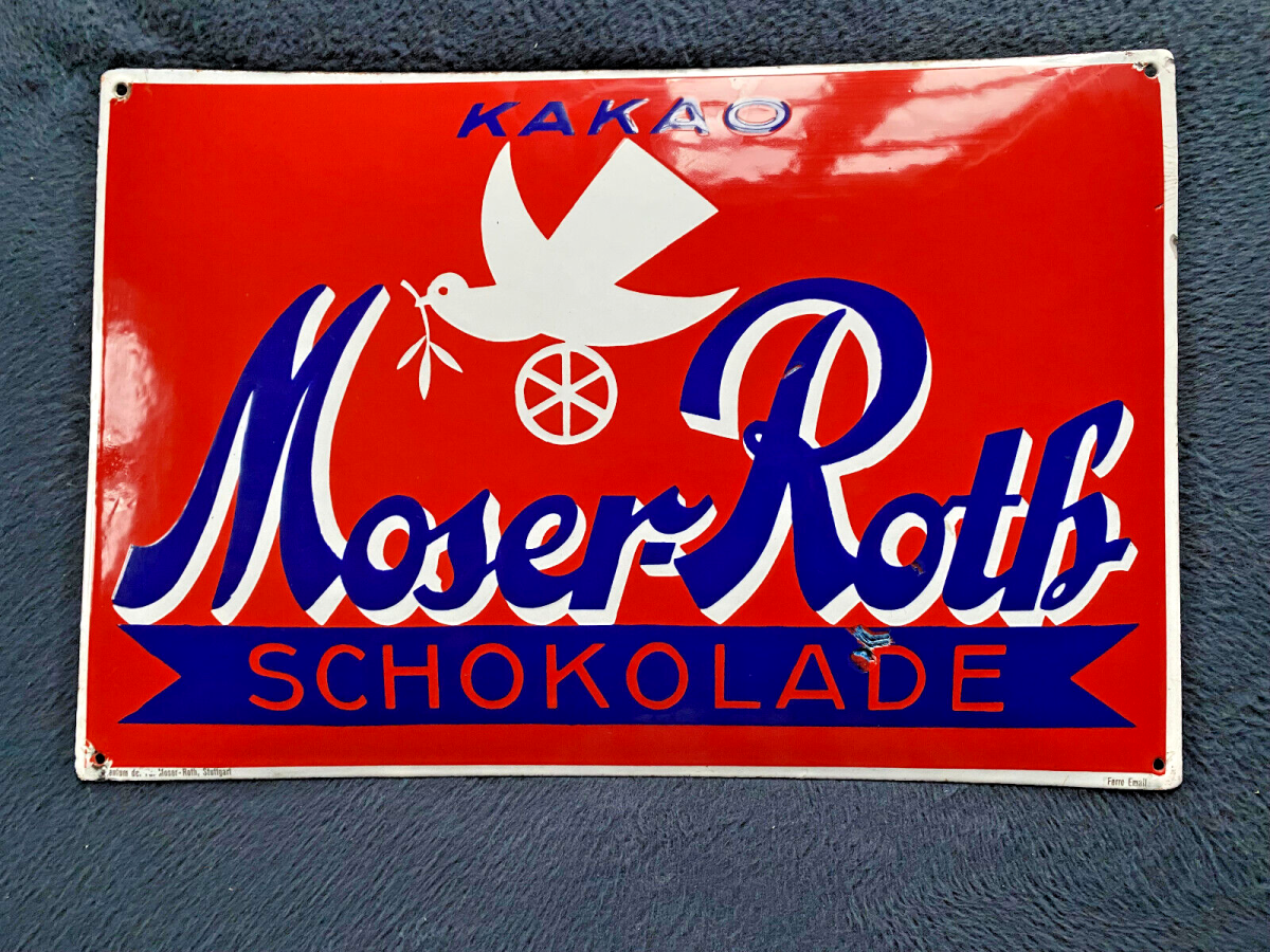 Emailschilder - Moser Roth Schokolade/Kakao: Sehr seltenes 1930er Jahre ...